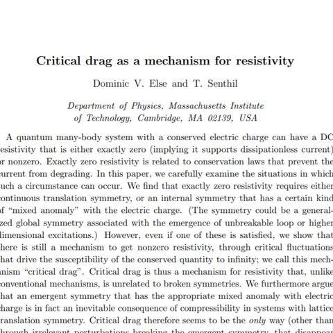 Critical drag as a mechanism for resistivity | Ultra-Quantum Matter
